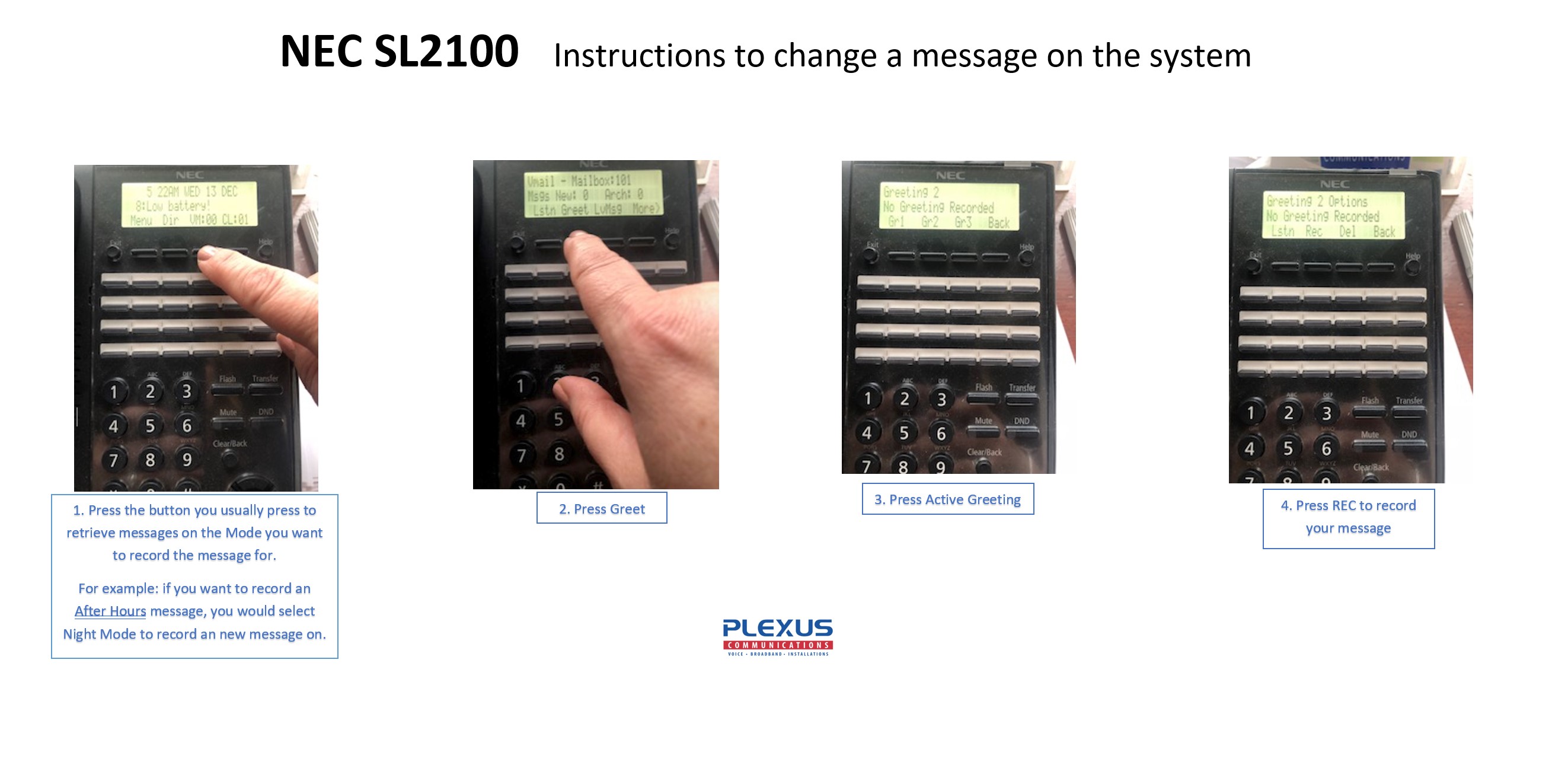NEC SL2100 - Change a message on the system